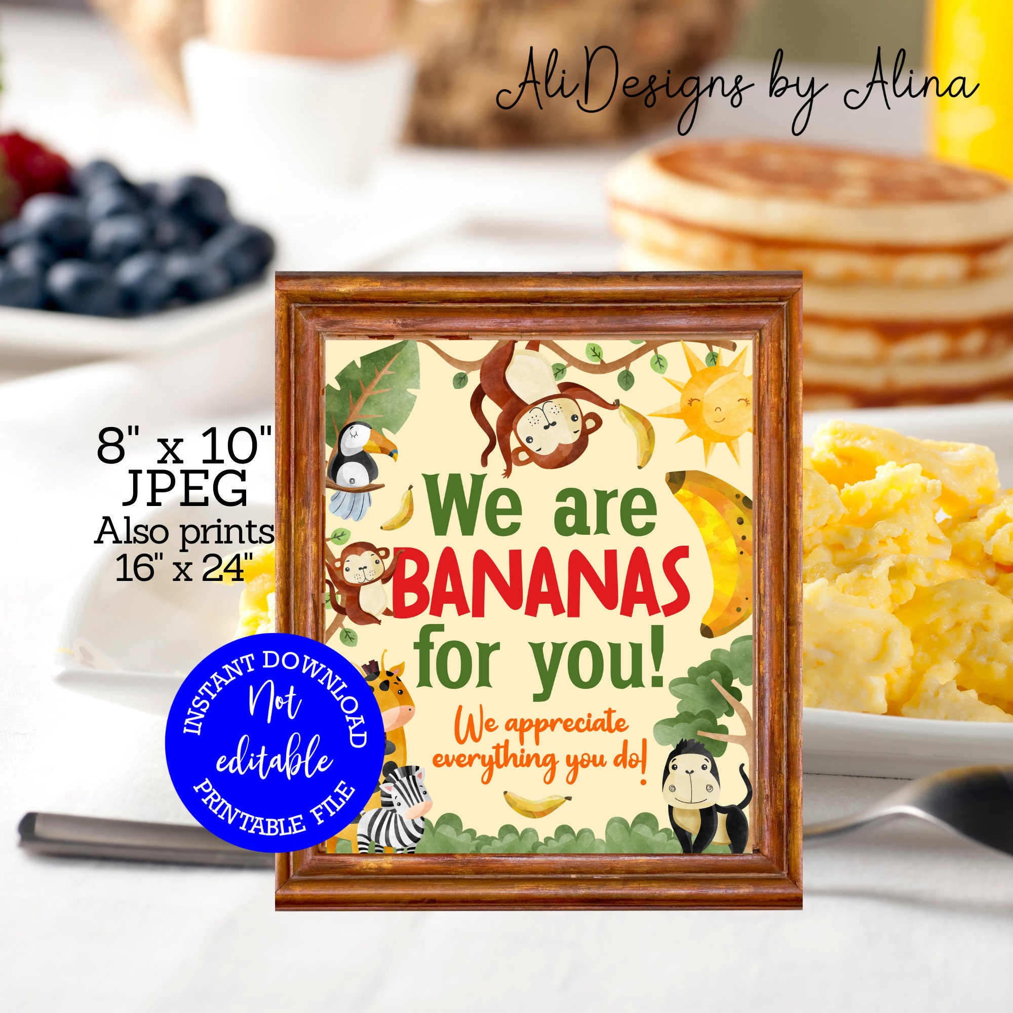 Printable Sign for Breakfast Bar, Bananas for You Sundae Bar, Teacher ...