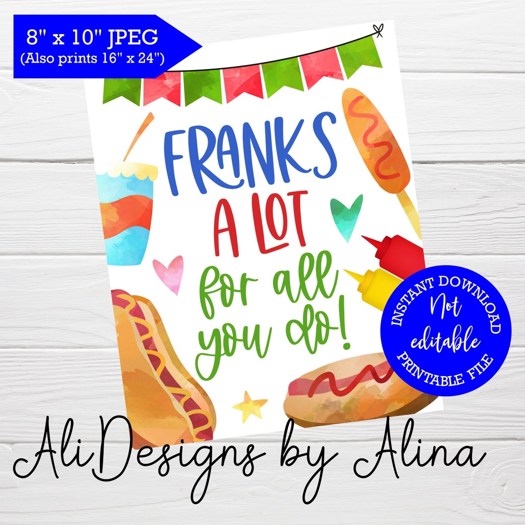 Thank You for All You Do, PRINTABLE Sign, Hot Dog Bar, Nurse ...