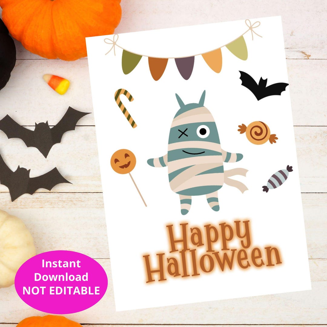 Happy Halloween Printable Gift Tags, Cute Halloween Trat Bag Tags ...