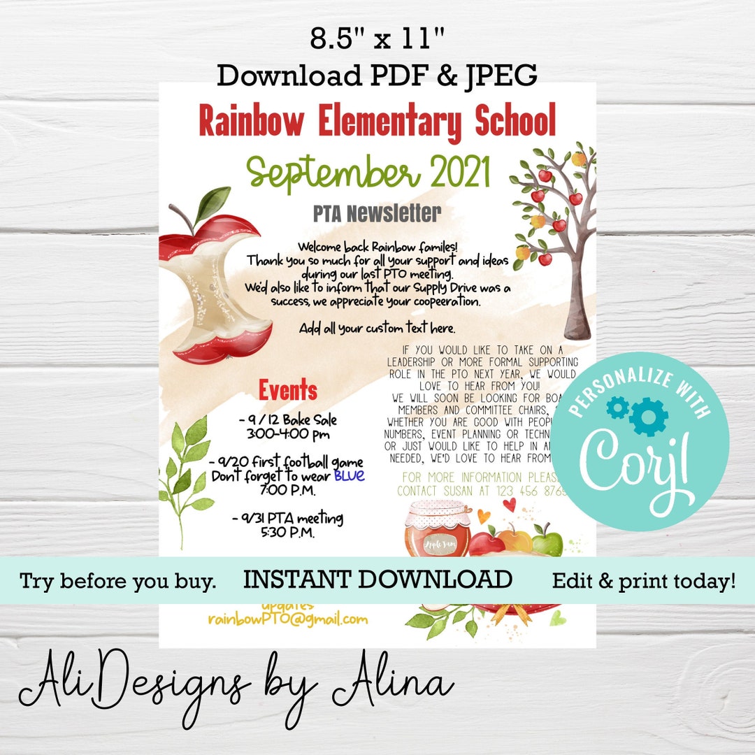 September Newsletter, EDITABLE Template, Take Home Flyer, Hand Out ...
