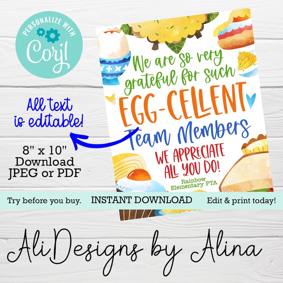 Eggcellent Team, EDITABLE Sign, Surprise Breakfast, Omelet Station ...