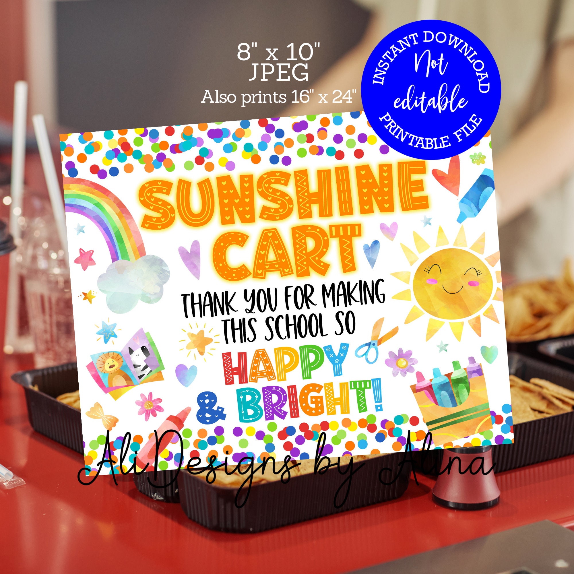 Sunshine Cart Sign, Thank You for Making This School so Happy & Bright ...