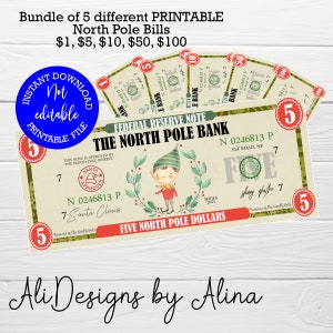 PRINTABLE Play Money North Pole Dollar Bills Santa Claus | Etsy