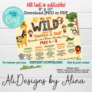 Safari Inspired Teacher Appreciation Week Flyer and Door Hanger ...