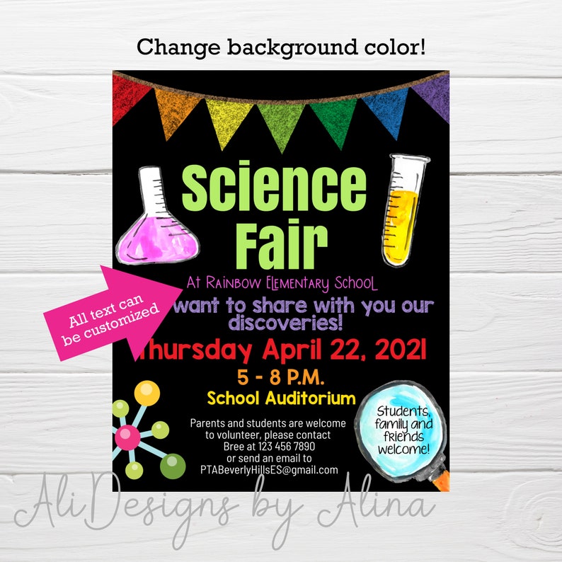 Science Fair Editable Flyer PRINTABLE Template for School | Etsy