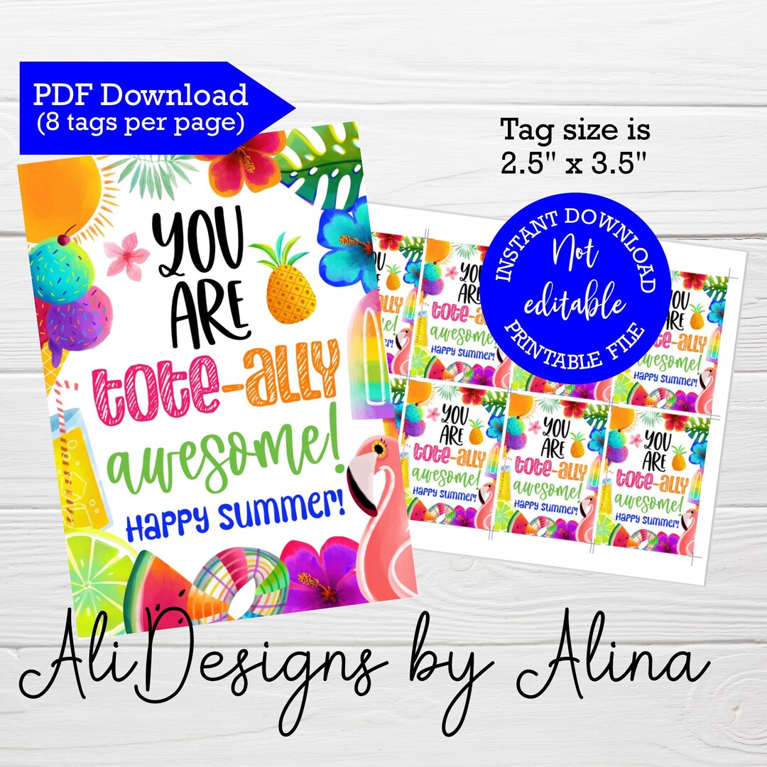 You Are Toteally Awesome PRINTABLE Tags Teacher - Etsy