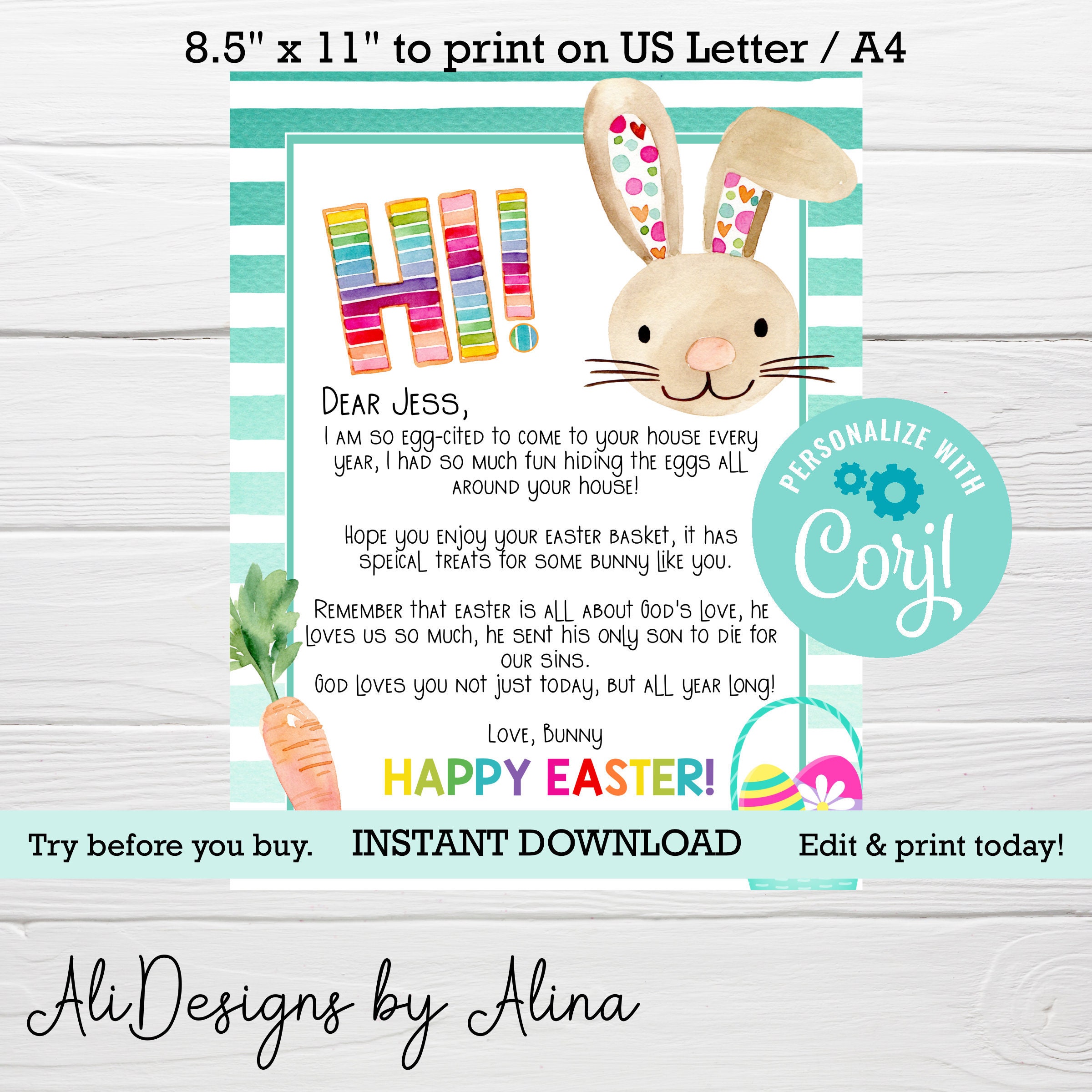 Letter From Easter Bunny Editable Template Digital Download - Etsy