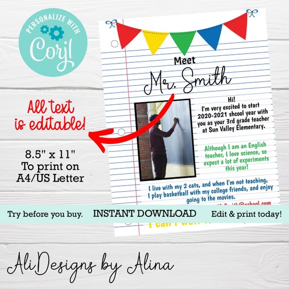 teacher printables chalkboard inspired Hello from your teacher ...