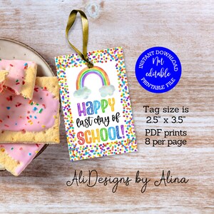 Happy Last Day of School, PRINTABLE Favor Tags, Instant Download, End ...