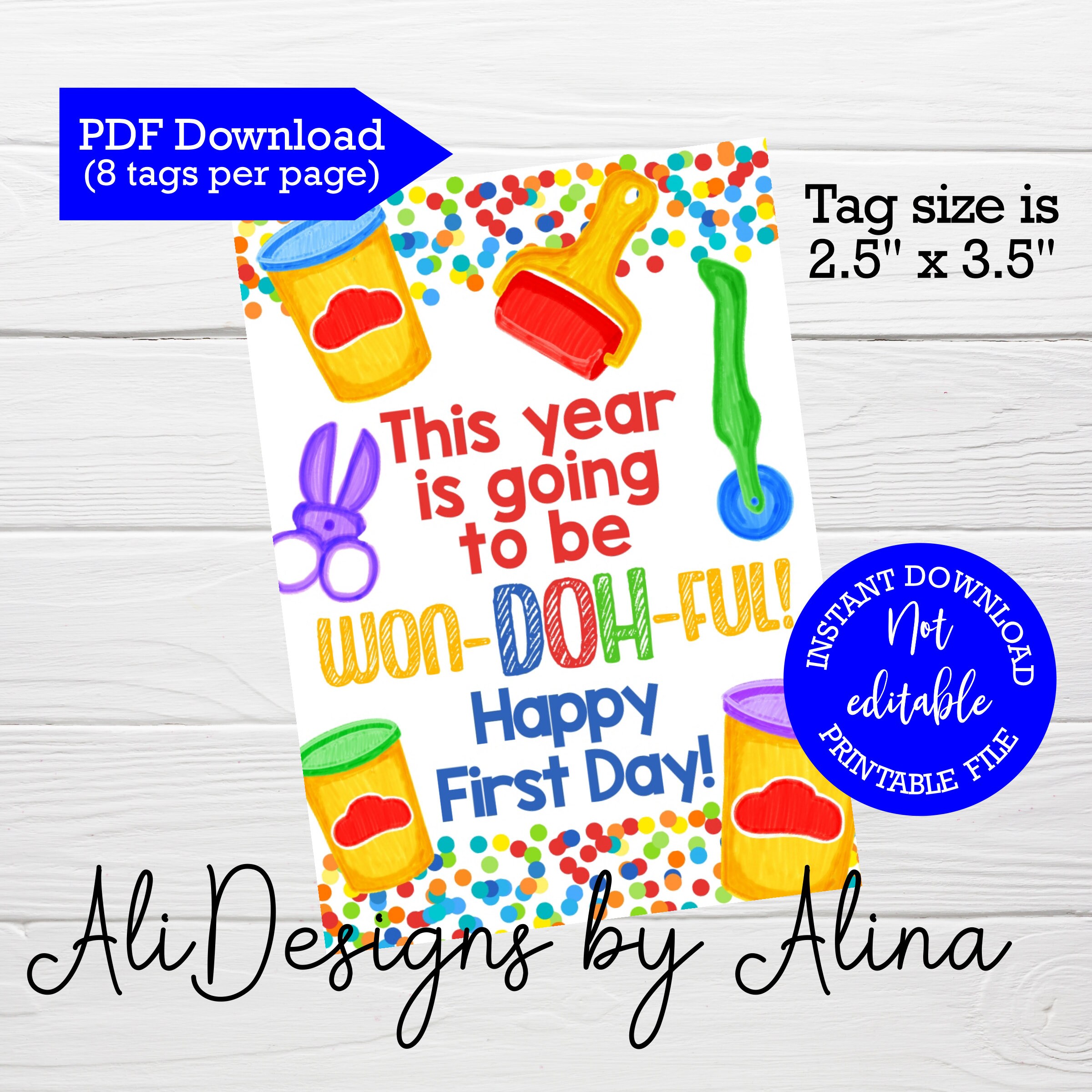 Play Dough Gift Tag, Happy First Day of School, Wondohful School Year ...
