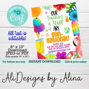 Sunsational Teacher Appreciation Week Bundle, Events Calendar, Room ...