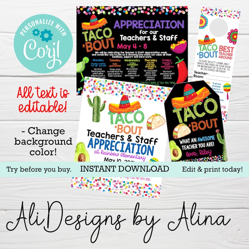 Teacher & Staff Appreciation Week, EDITABLE Bundle, Itinerary of Events ...