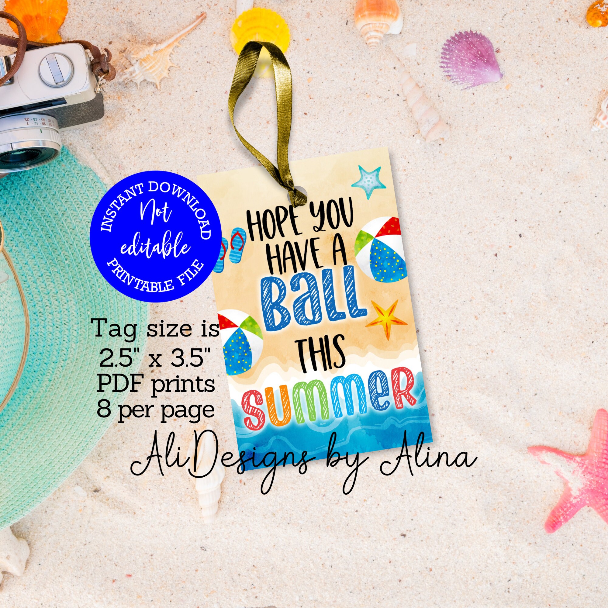 Hope You Have a Ball This Summer, Printable Tags, INSTANT Download ...