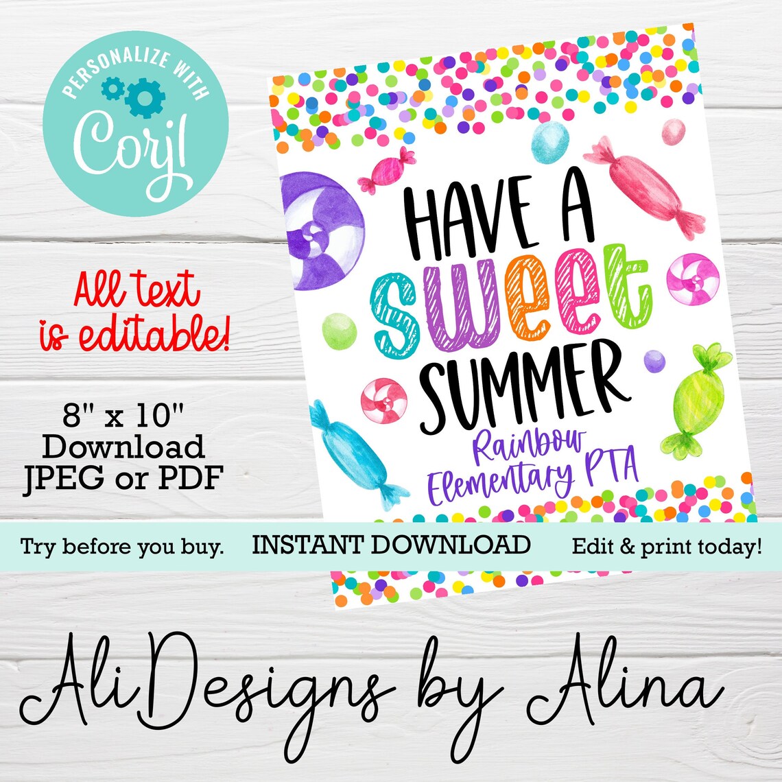 Have a Sweet Summer Printable Sign EDITABLE Template Teacher | Etsy