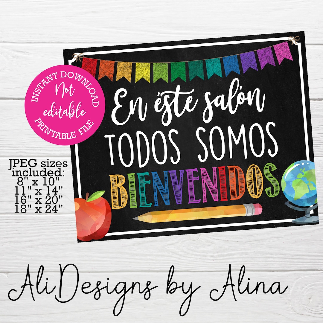 Spanish Classroom Sign: We Are All Welcome Printable (digital Download ...