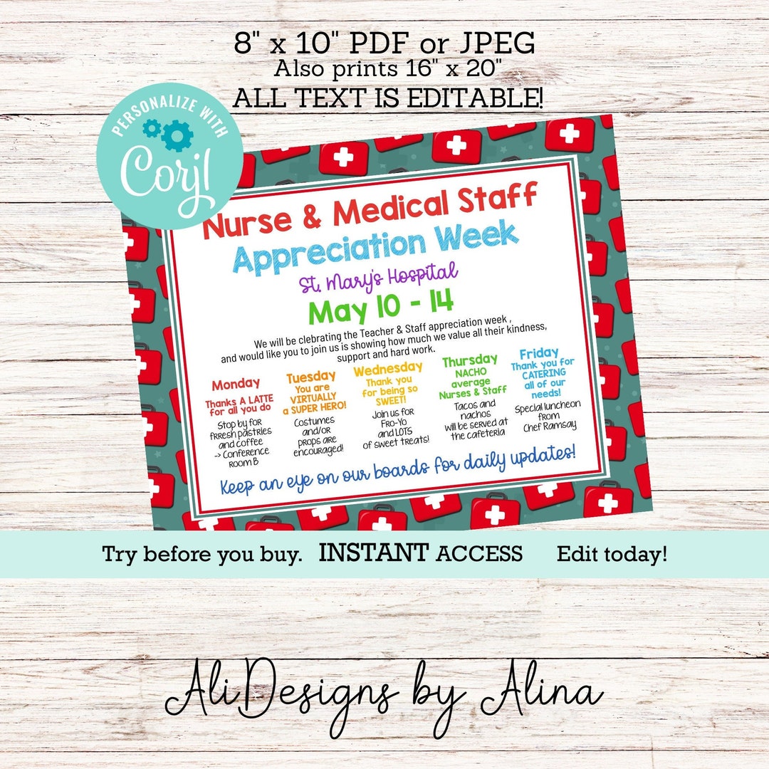 Nurse Medical Staff Appreciation Week Flyer, Pediatric Nurses ...