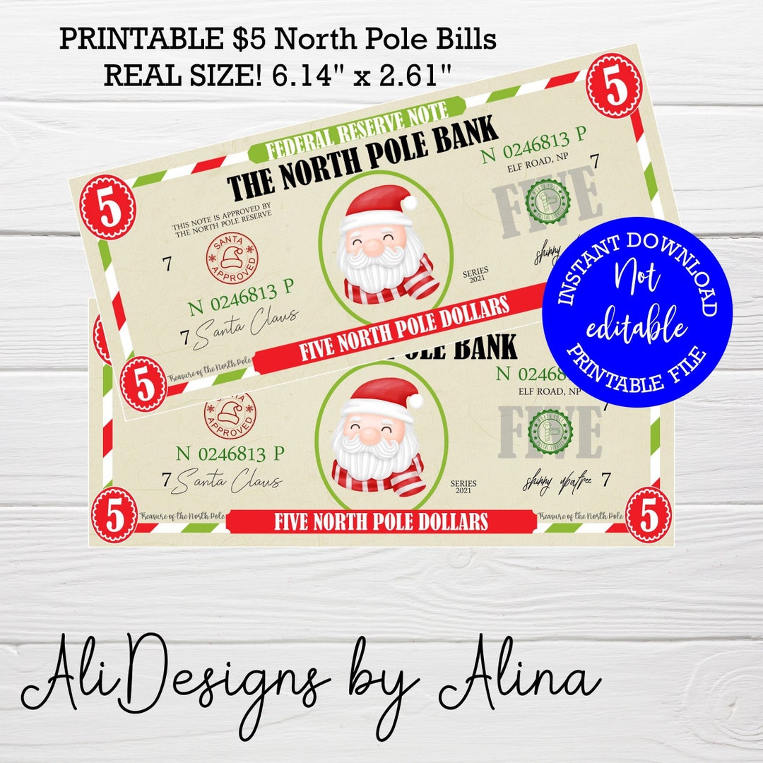 Printable Santa Play Money, North Pole Dollars (PDF) - Etsy