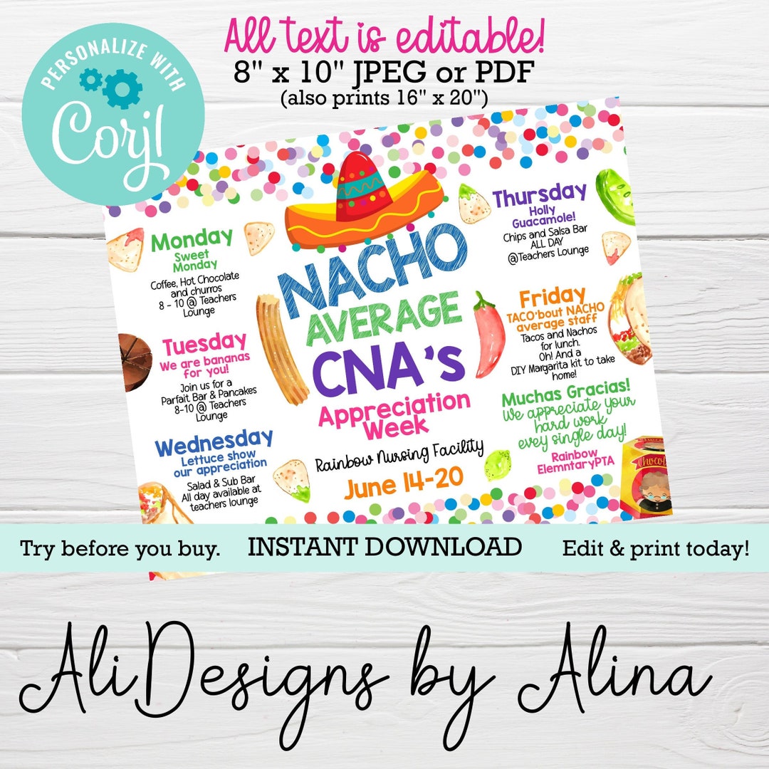 Nacho Average Nurses Appreciation Calendar CNA Week - Etsy