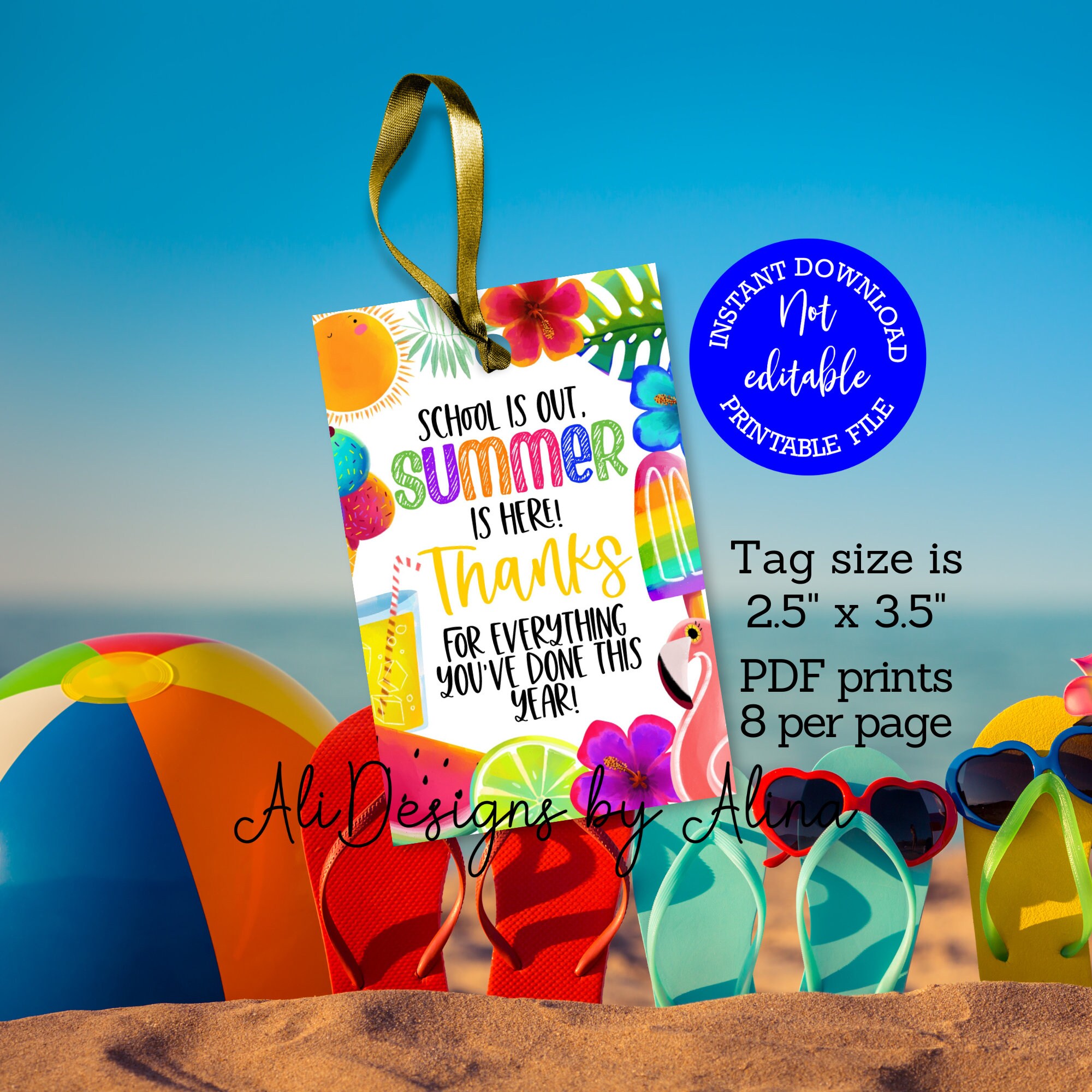 School is Out Summer is Here, Printable Tags, INSTANT Download, Gift ...