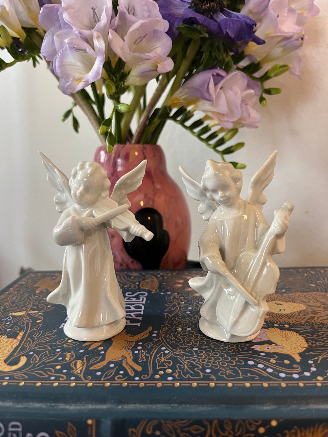 Set of Two Musical Angel Figurines - Etsy