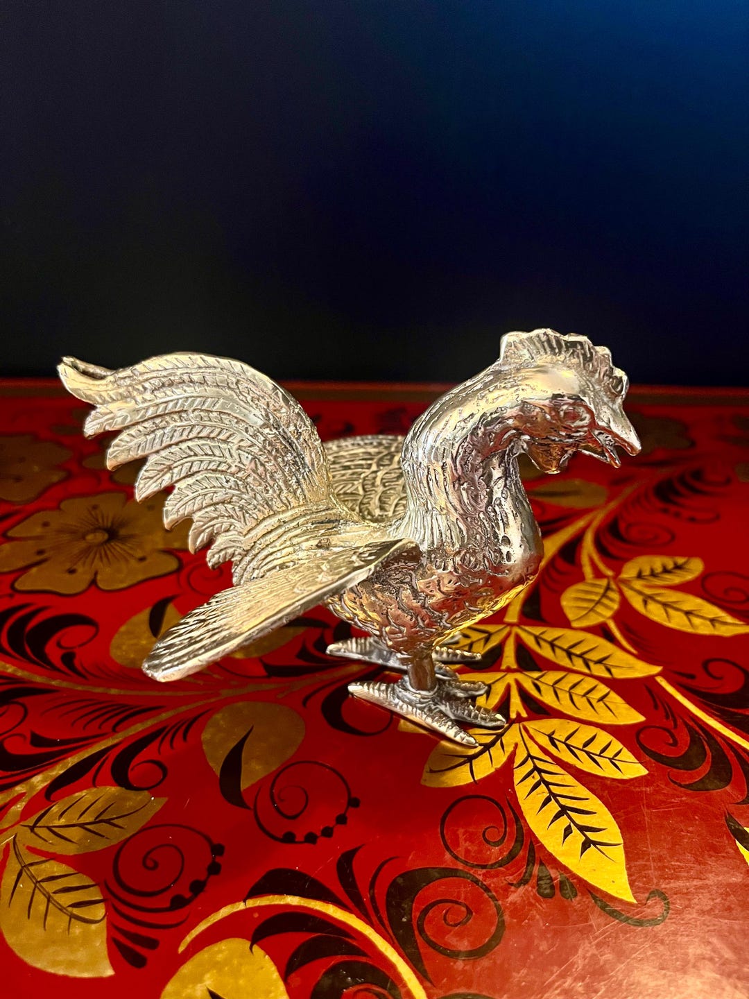 Stunning Vintage Solid Brass Fighting Cockerel/rooster Figurine/paper ...