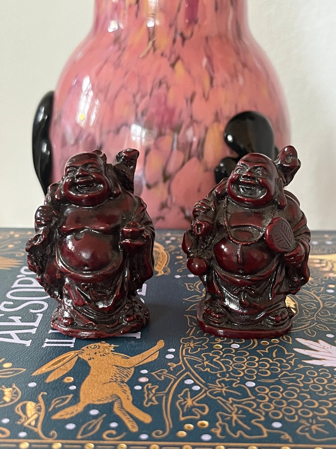 Vintage Chinese Red Resin Laughing Buddha - Etsy