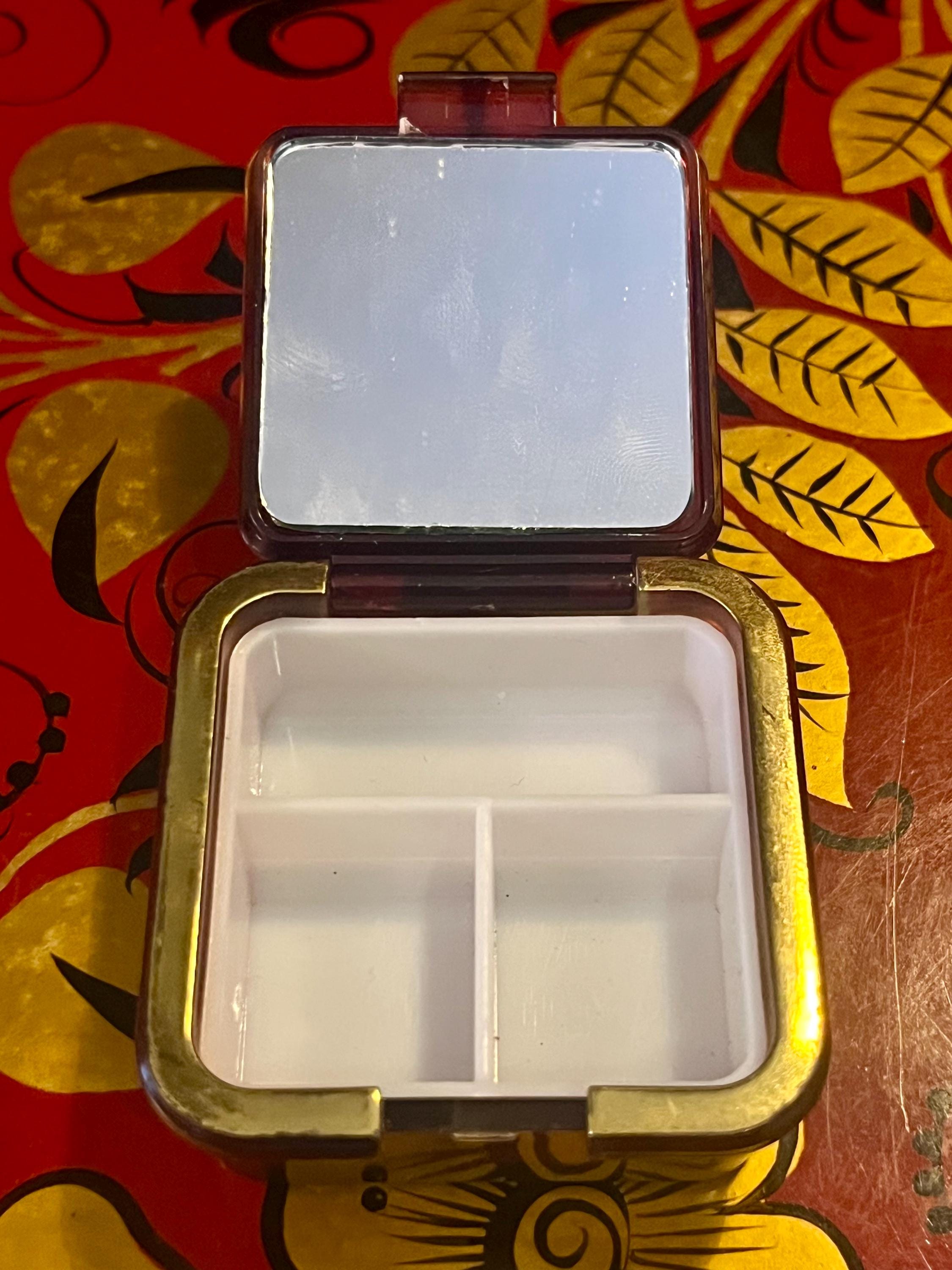 Mid Century Faux Tortoise Shell Bakelite Pill Box With Mirror - Etsy