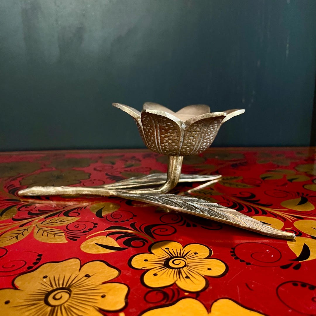 Vintage Scandia Swedish Present Brass Flower Candleholder - Etsy