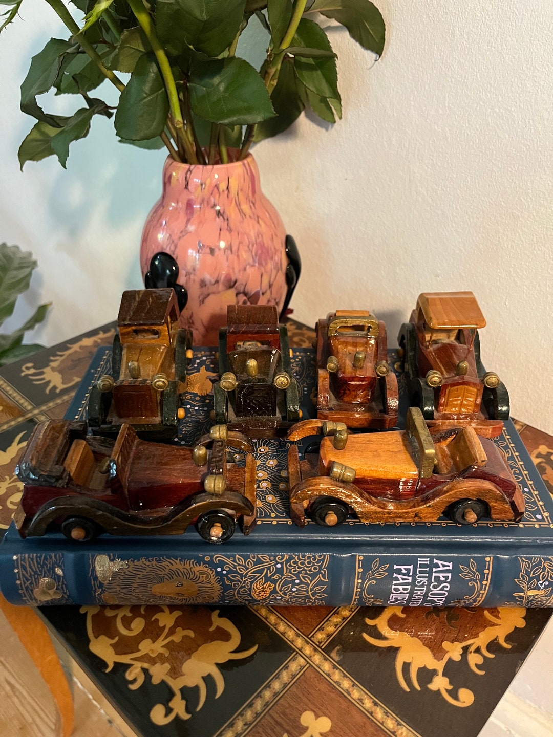 Beautiful Set of Six Vintage Handcrafted Wooden Cars - Etsy