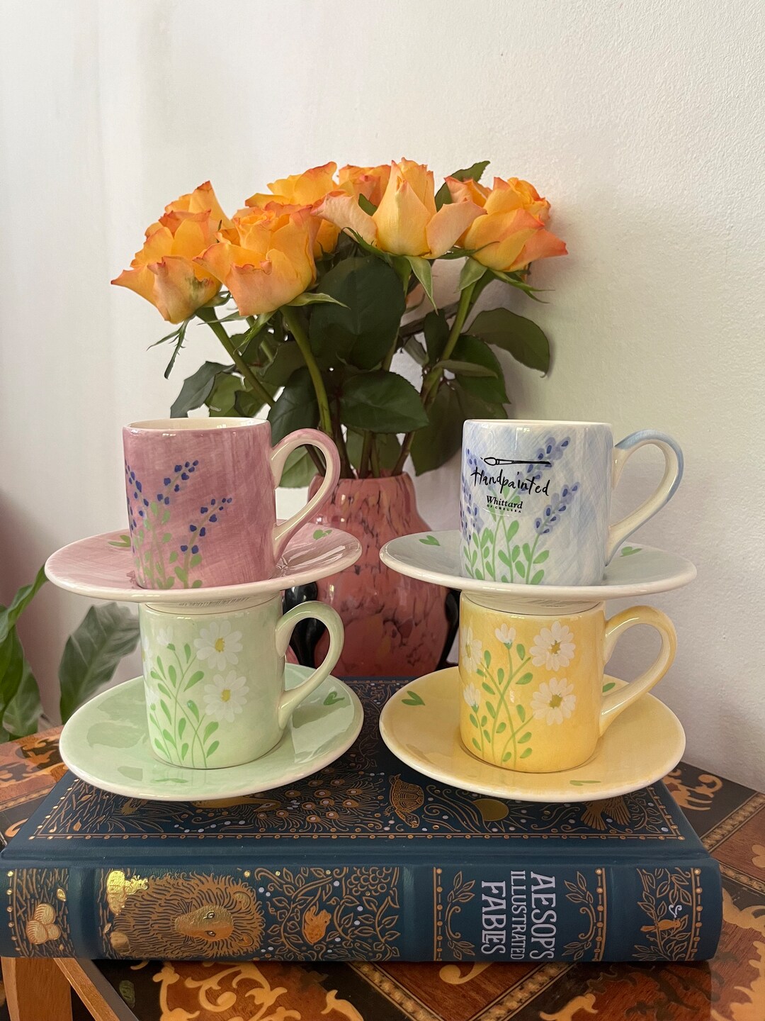 Vintage Whittard Espresso Cup Set: Hand-painted Floral Design, Made in ...