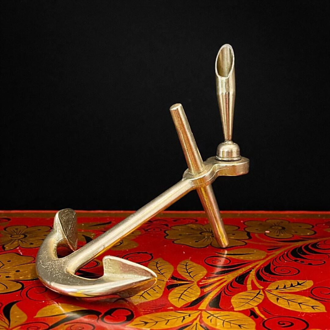 Vintage Brass Anchor Pen Holder / Nautical Desk Accessory - Etsy