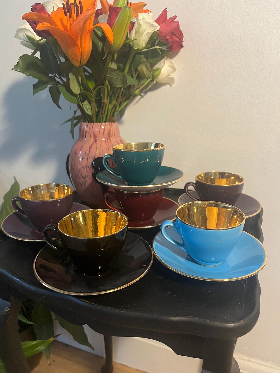 Art Deco Alumina Espresso Cup Set: 24K Inlay, Made in Denmark - Etsy