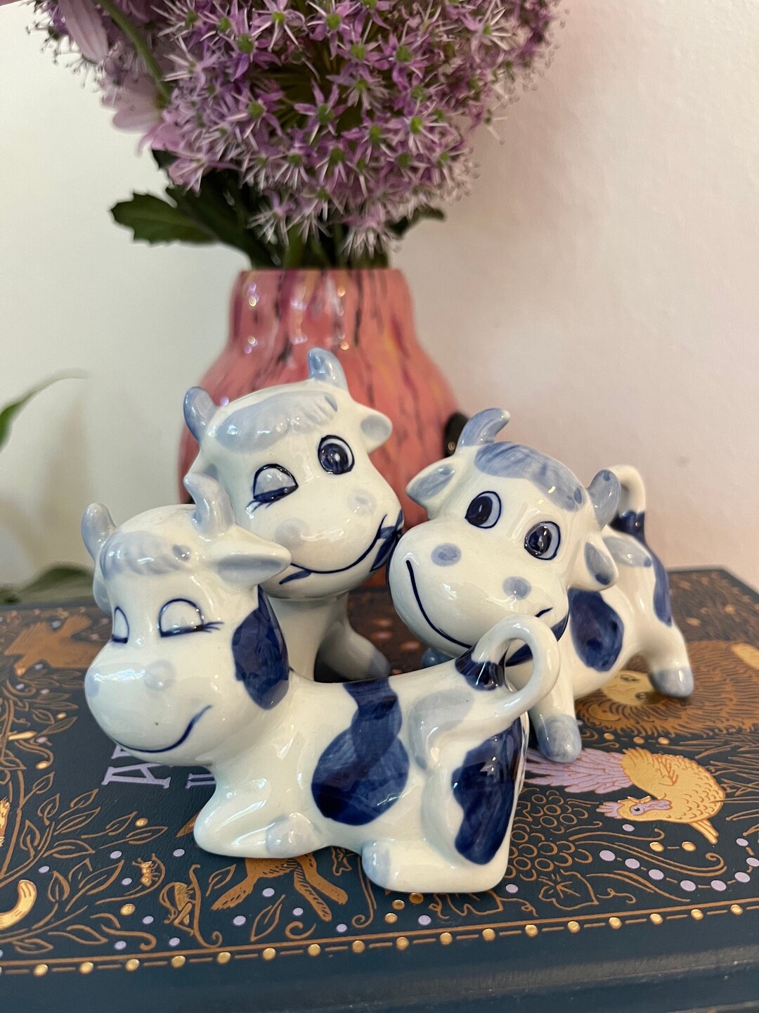 Gorgeous Collection of Delf Hand Painted Blue and White Cow Figurines ...