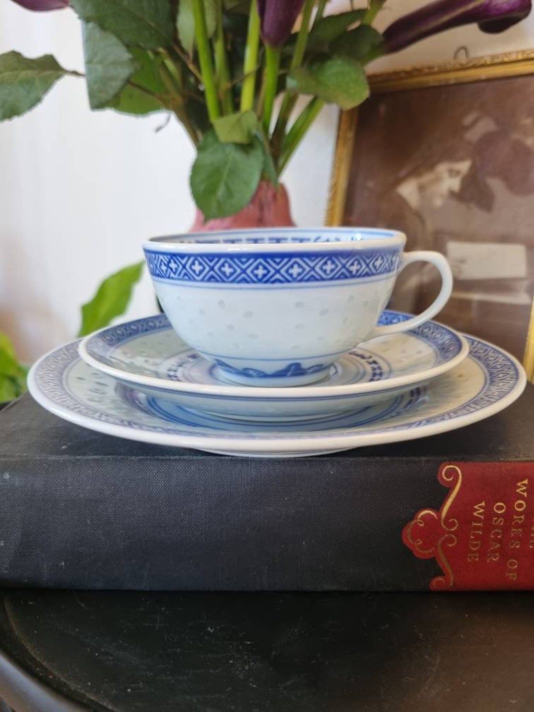 Beautiful Vintage Jingdezhen Porcelain Linglong Rice Eye Trio Set - Etsy