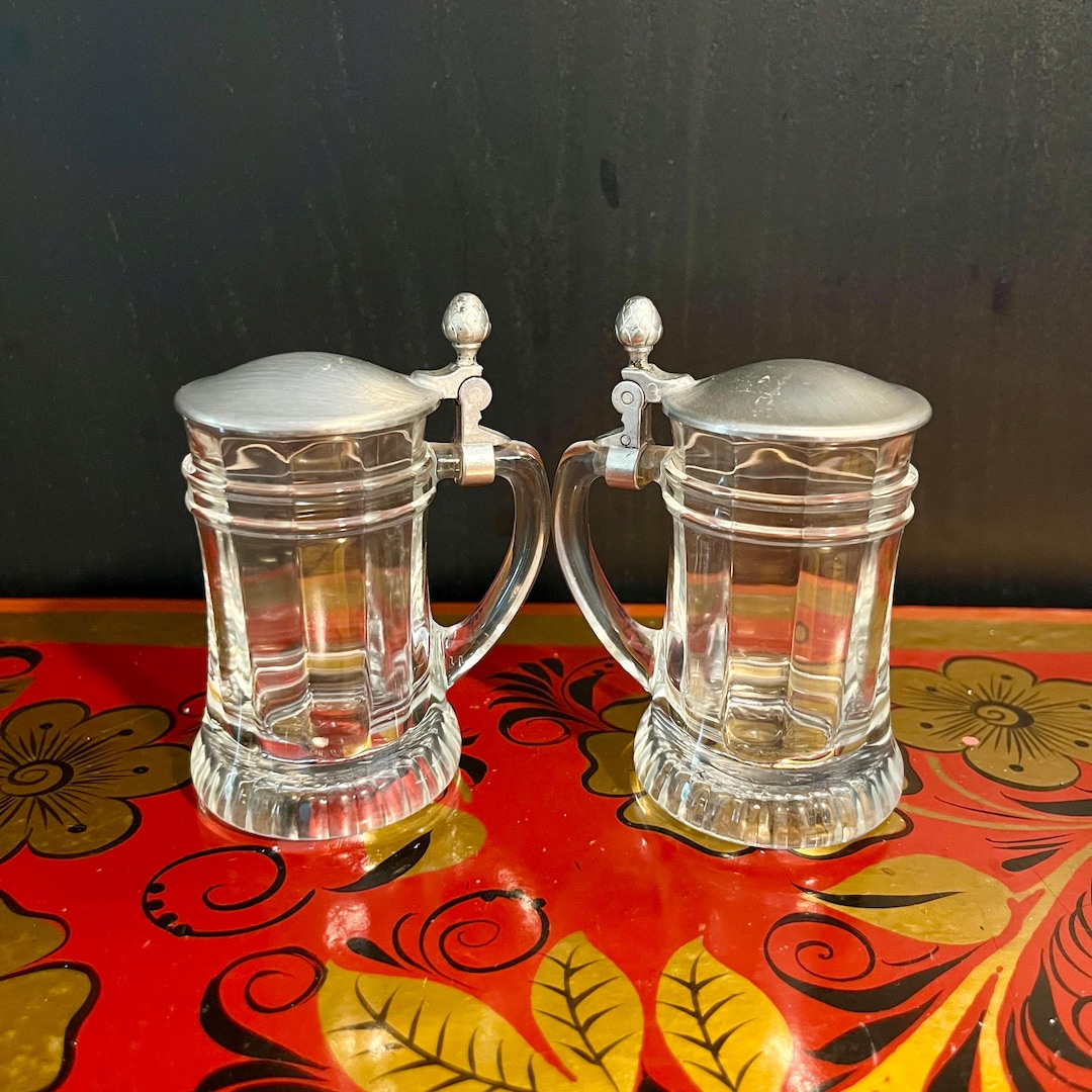 Pair of Vintage German Schnapps Steins With Pewter Lids – BMF Zinn ...