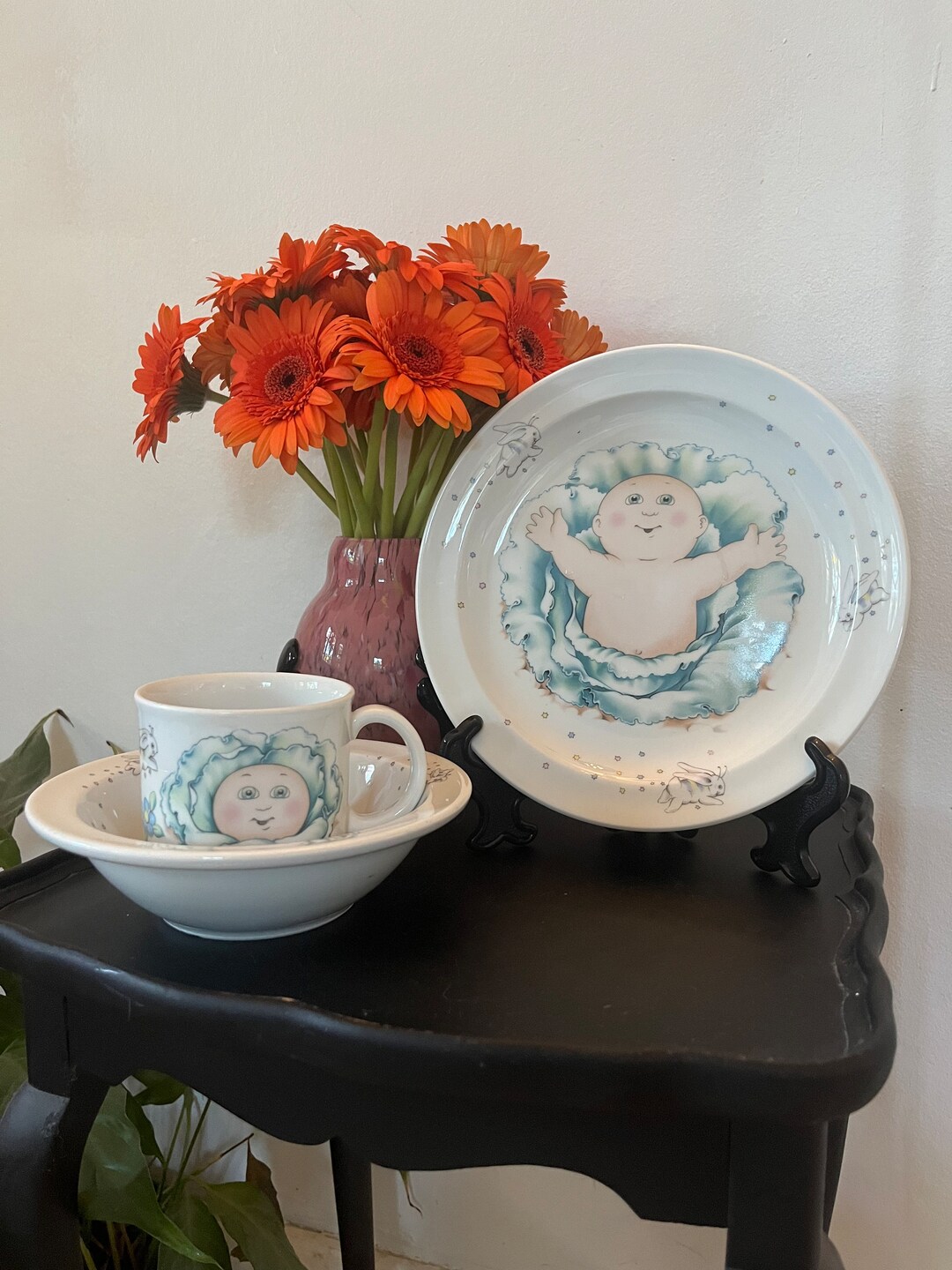 Vintage Royal Worcester Fine Porcelain Cabbage Patch Children’s Trio ...