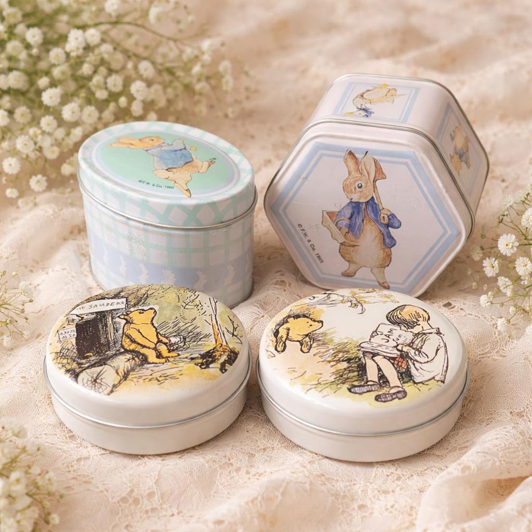 Vintage Character Storage Tins | Pooh or Peter Rabbit (set of 2) - Etsy