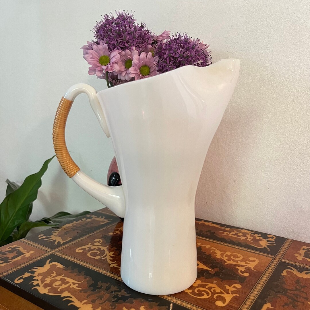 Absolutely Stunning Mid Century Opaline and Cane Pitcher by Jacob E ...