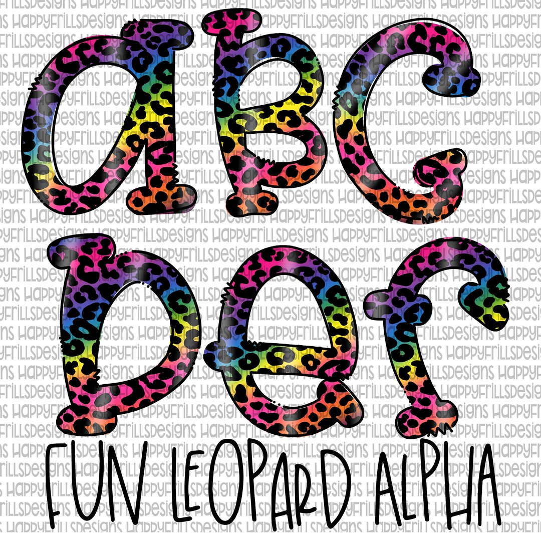 Bright Leopard Doodle Hand Drawn Alphabet Alpha Pack, Including ...