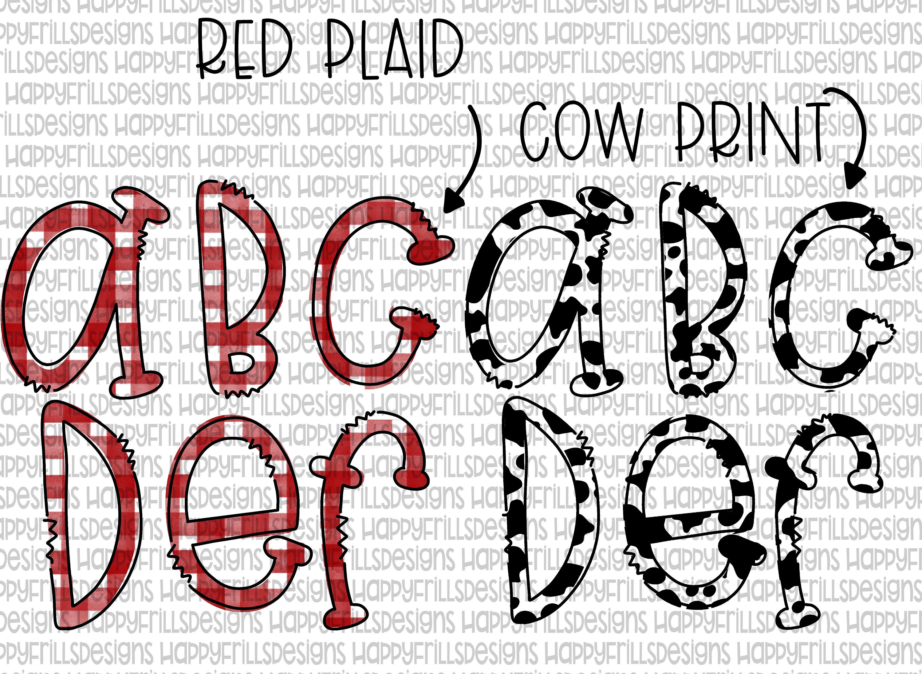Cow Print/ Red Plaid Alphabet Set Bonus Elements Set of - Etsy