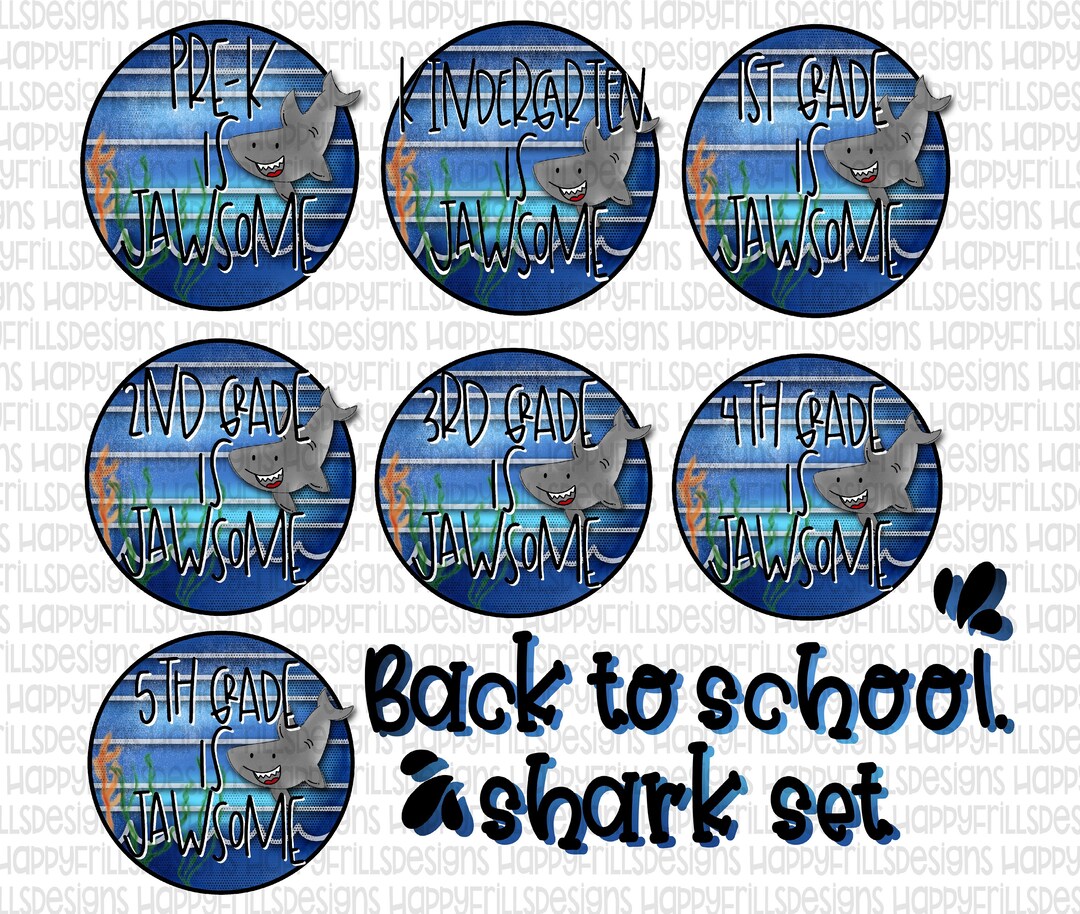 Back to School Shark Bundle Pre-k Through 5th, Design Digital Image Png ...