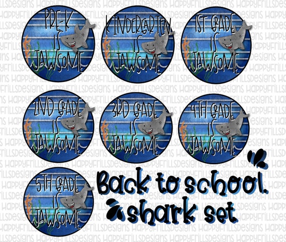 Back to school shark bundle Pre-K through 5th design Digital | Etsy