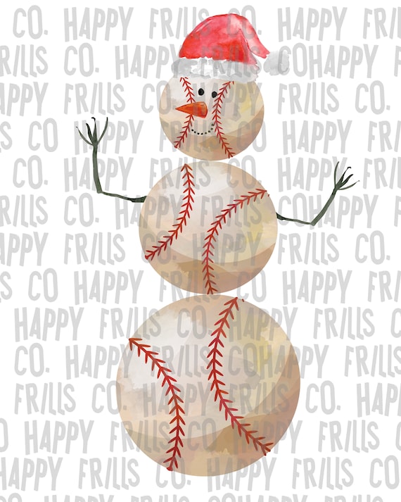 Baseball Snowman Christmas Digital Image Png Instant Download | Etsy