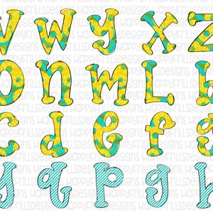 Pineapple Summer Doodle Alphabet Pack, Includes 4 Complete Alphas/alpha ...