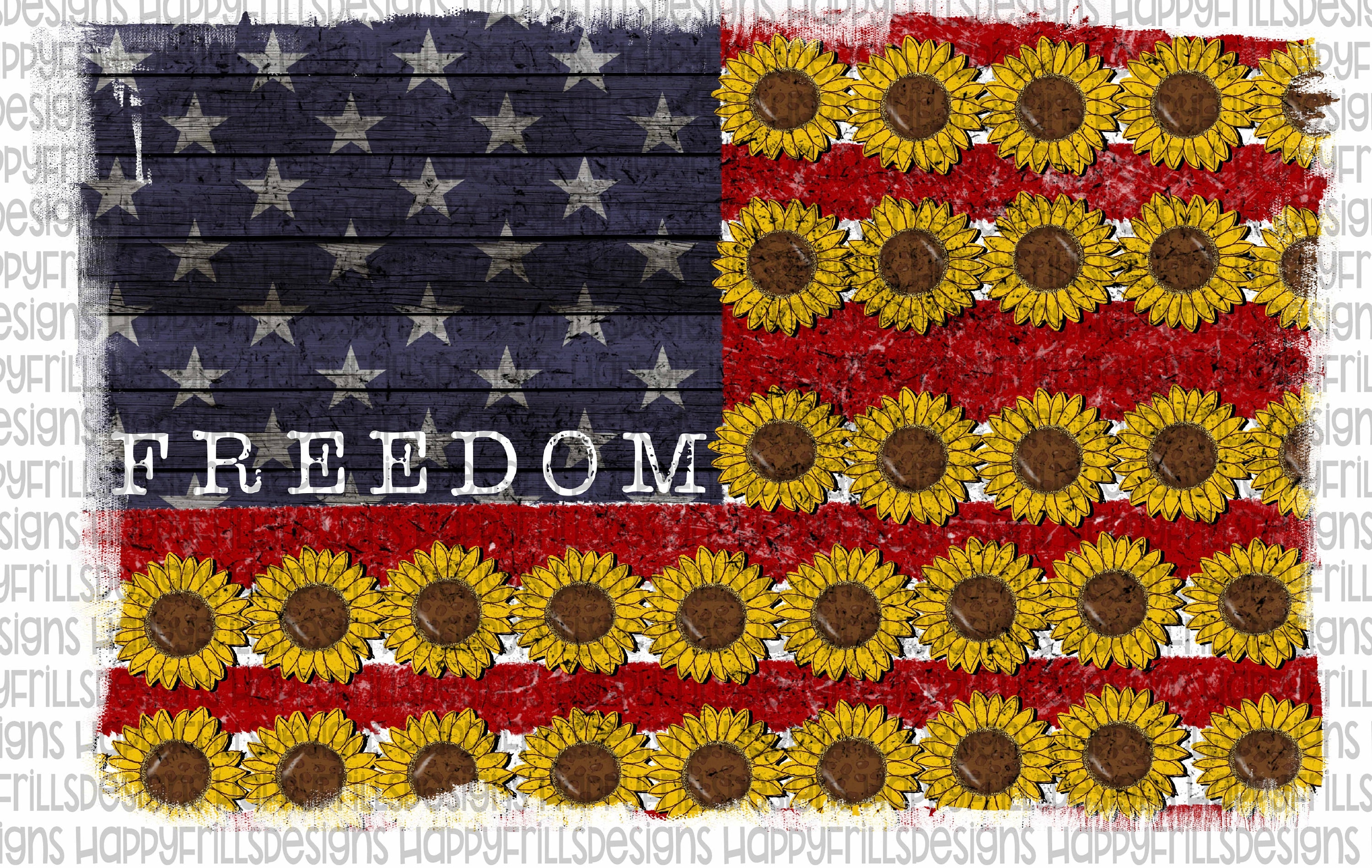 Image Transfers Craft Supplies & Tools freedom sunflower flag doodle ...