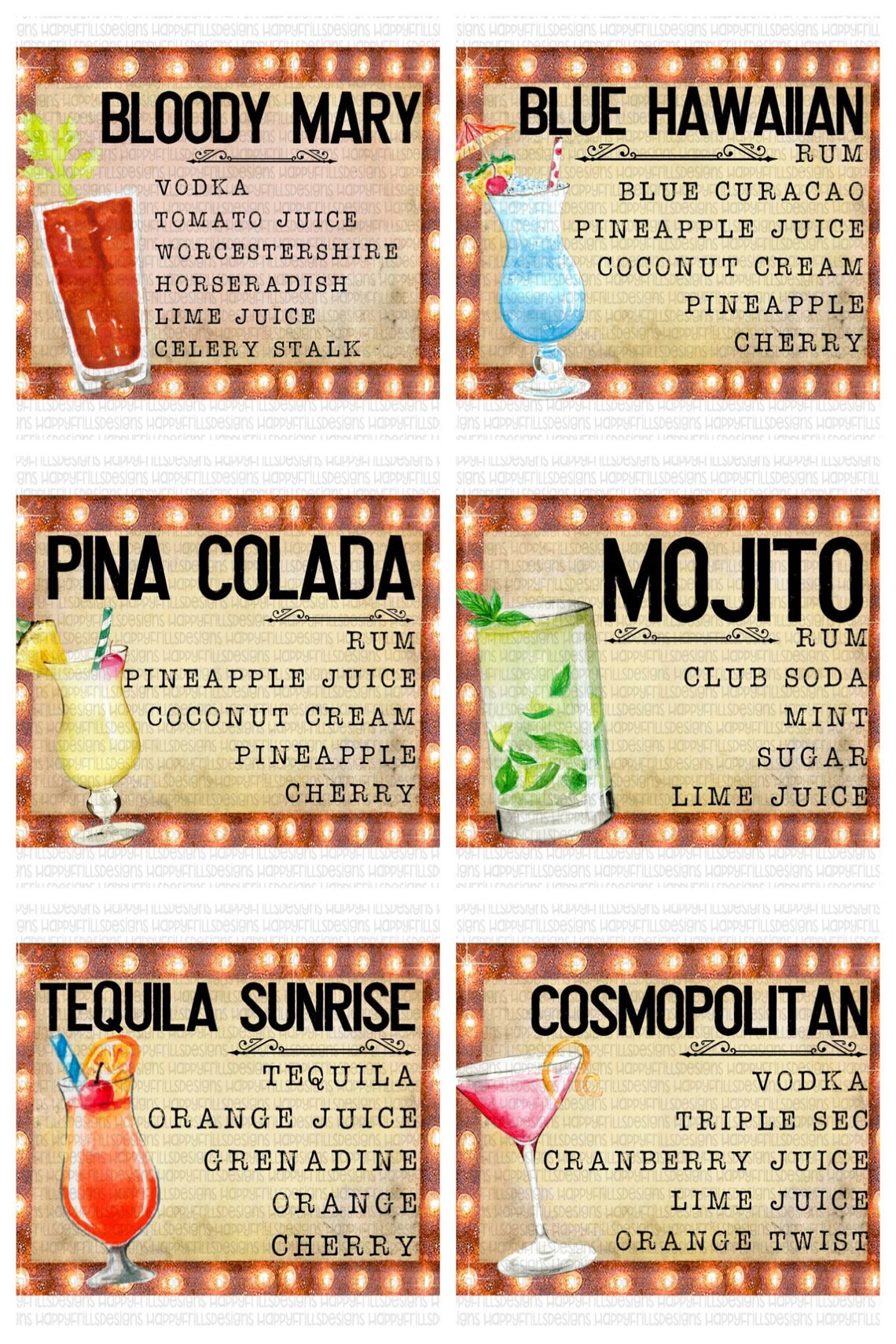 Cocktail Bundle Digital Image Png Instant Download for - Etsy