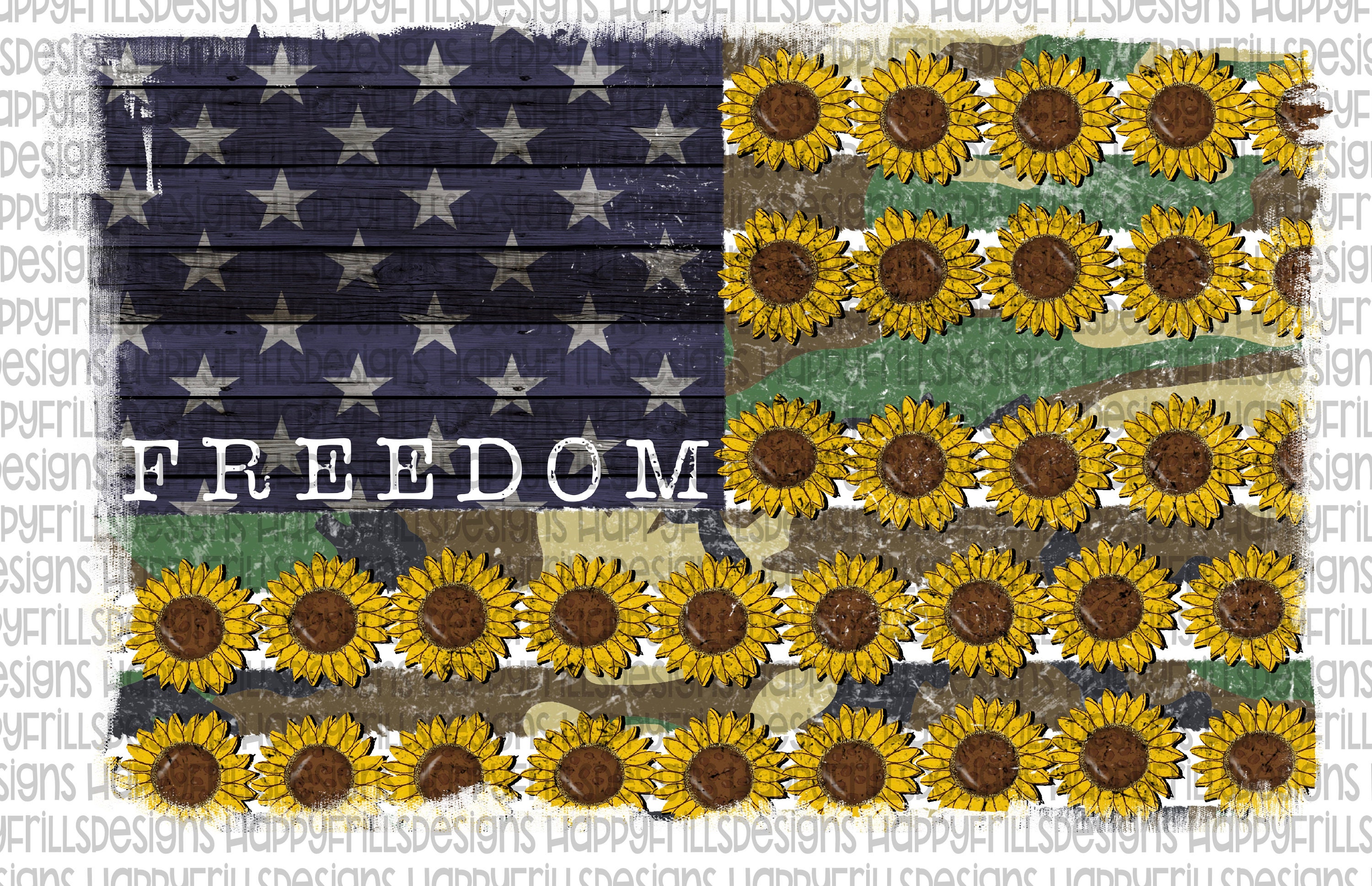 Freedom Sunflower Flag Doodle Designs Digital Image Png - Etsy