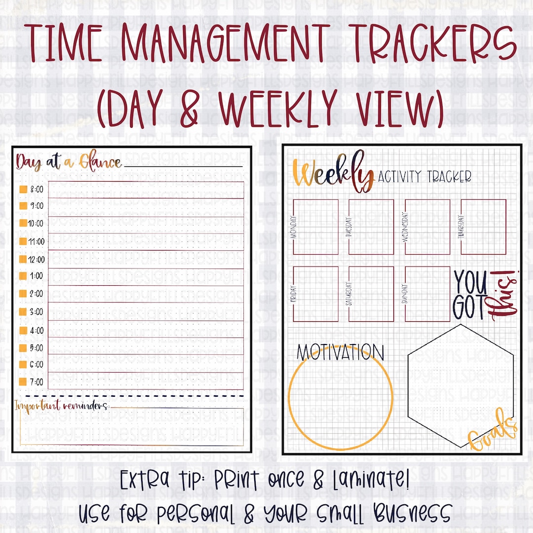Printable Time Management Planner Set of Two 8.5x11 Inch PDF, Sublimate ...