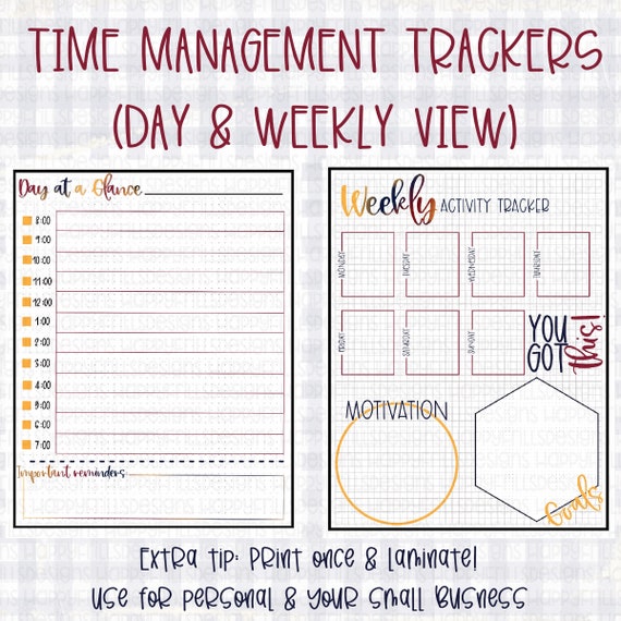 Printable Time management planner set of two 8.5x11 inch PDF | Etsy