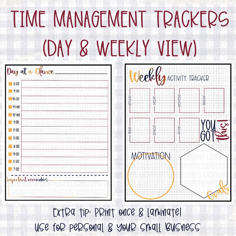 Printable Time Management Planner Set of Two 8.5x11 Inch PDF - Etsy